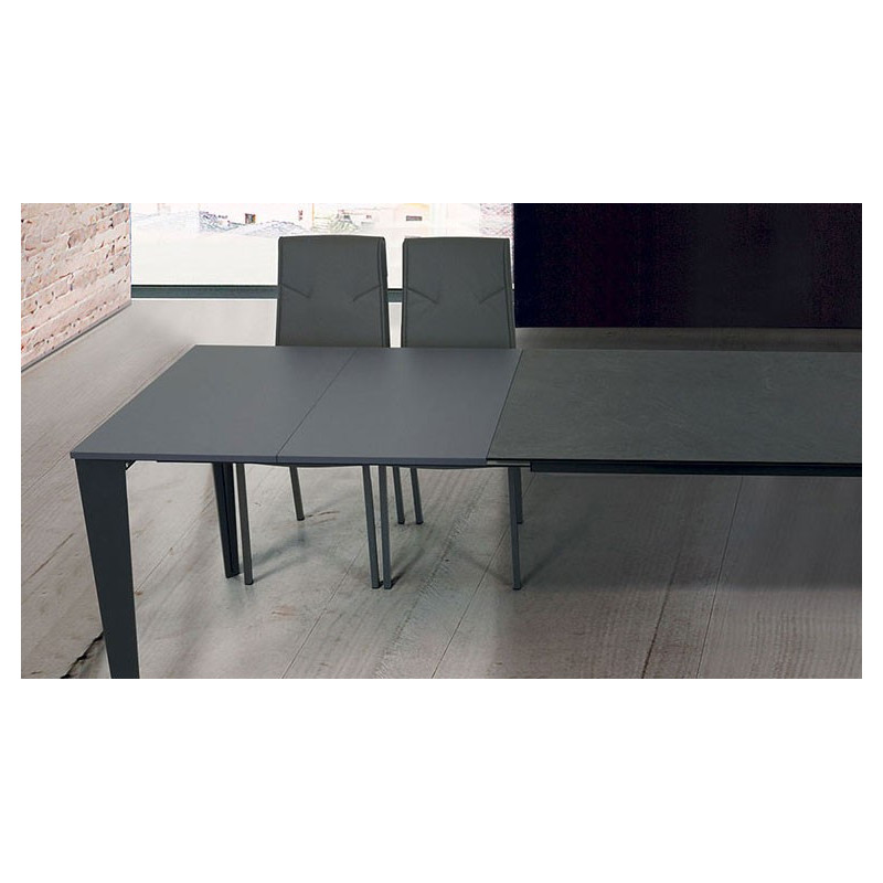 2289 Extending table with metal base and melamine top marble effect